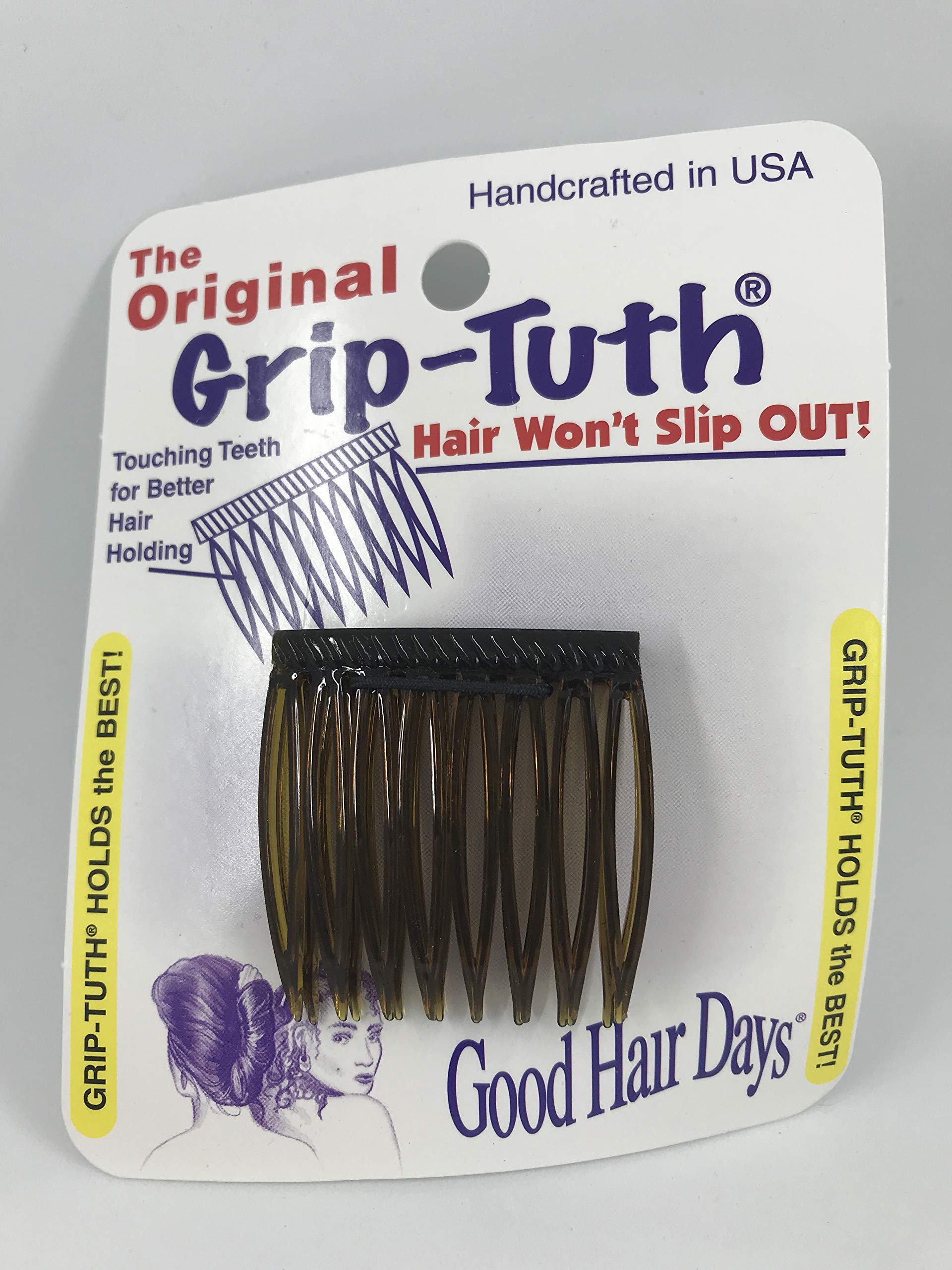 Amazon.com : Good Hair Days Grip Tuth Hair Combs 40072 Set of 2, Clear ...