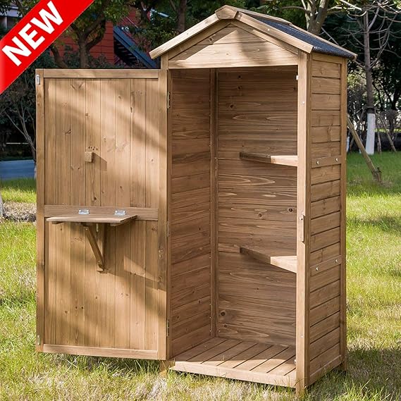 Amazon.com : DANGRUUT Outdoor Storage Sheds, Fir Wood Tool Lockers with ...