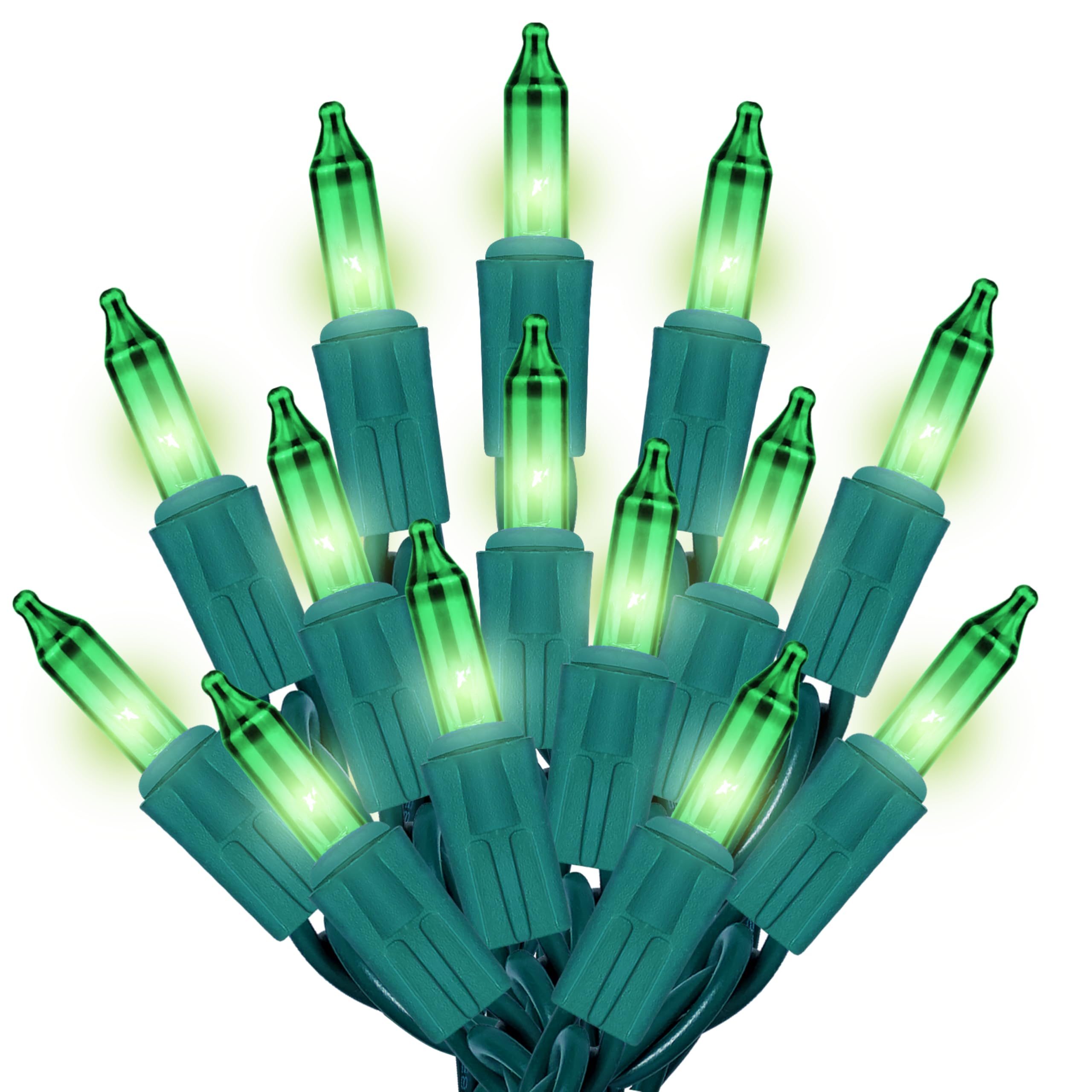 PREXTEX 100 Count Green Christmas Tree Lights with Green Wire - 20 ft ...