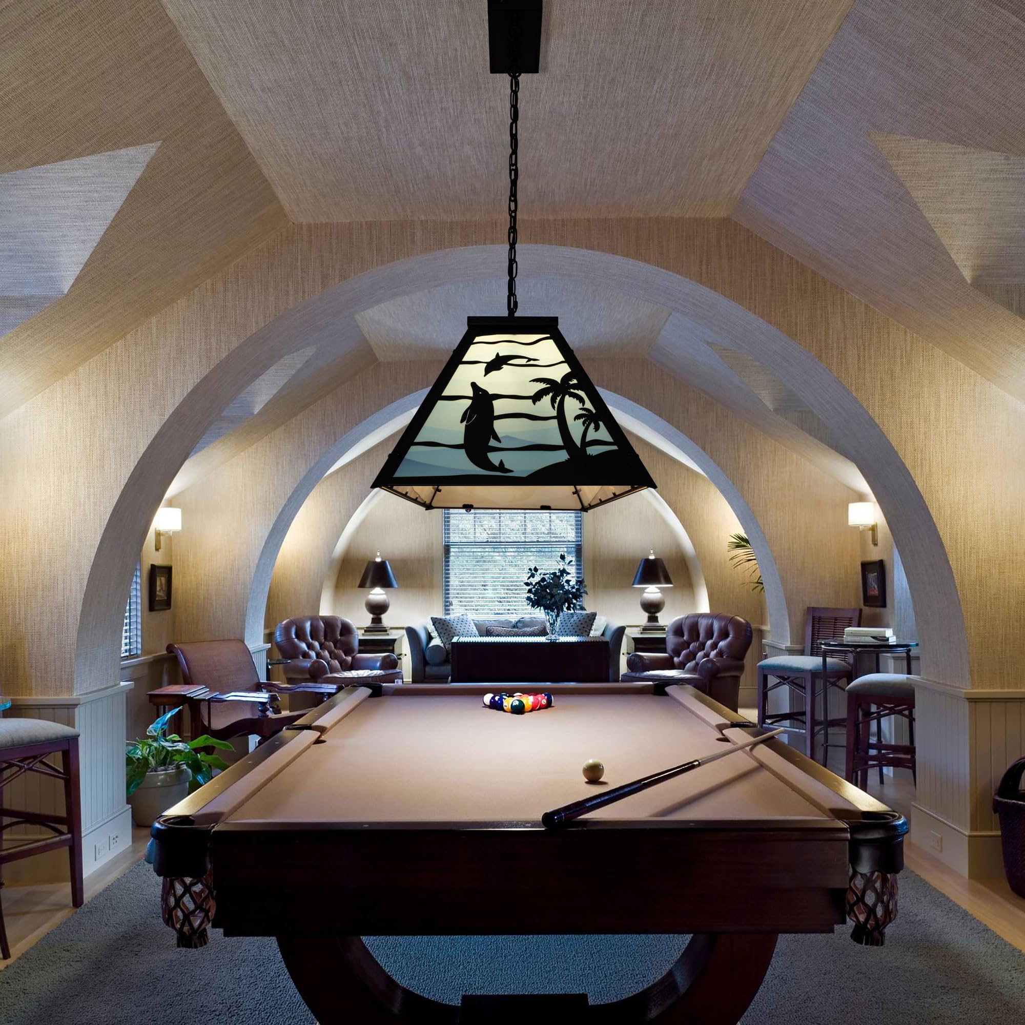 Wellmet Tiffany Pool Table Light 3 Lights, Game Room Billiard Table ...