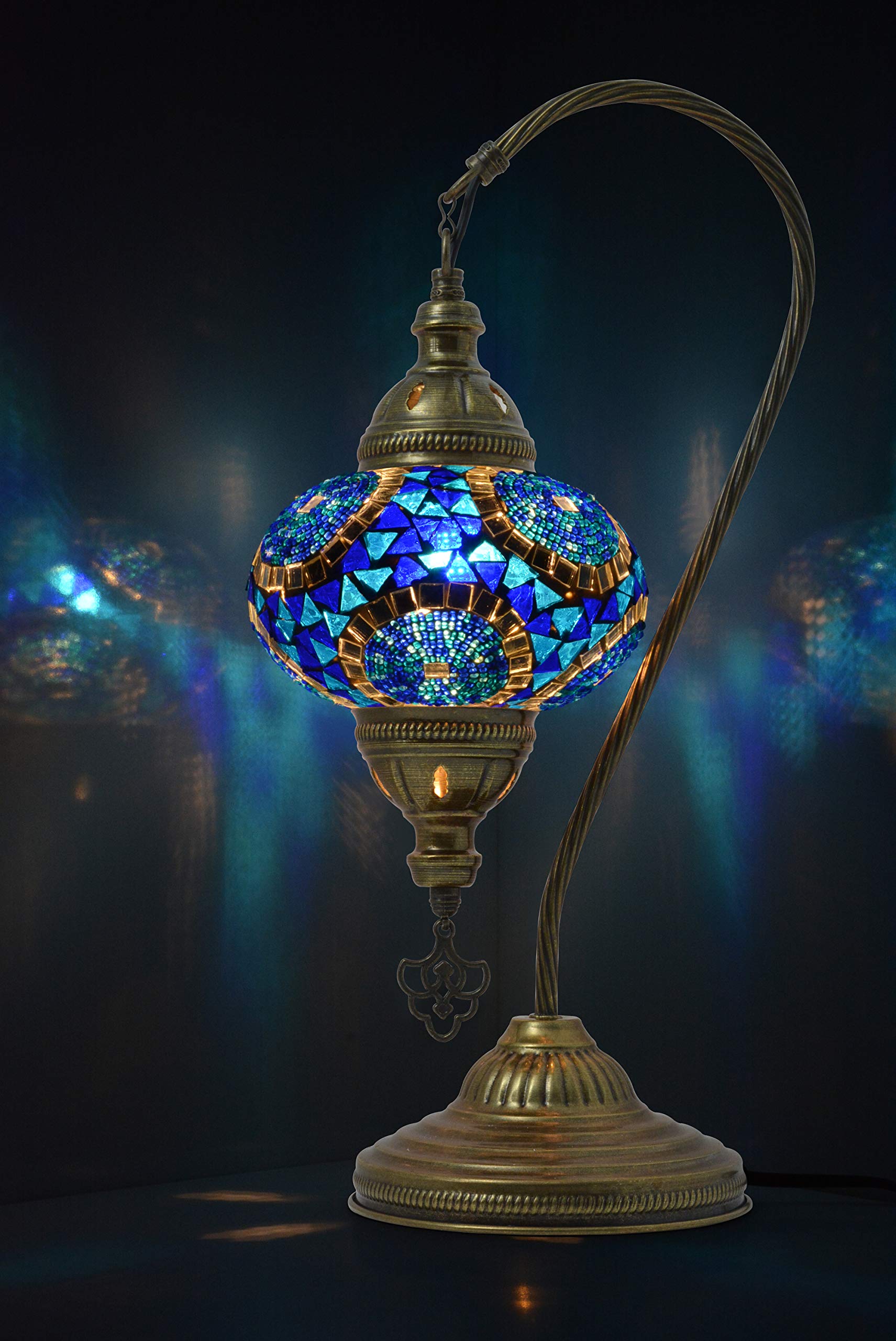 mozaist Turkish Lamp, Swan Neck Mosaic Table Lamp, Moroccan Decorative ...