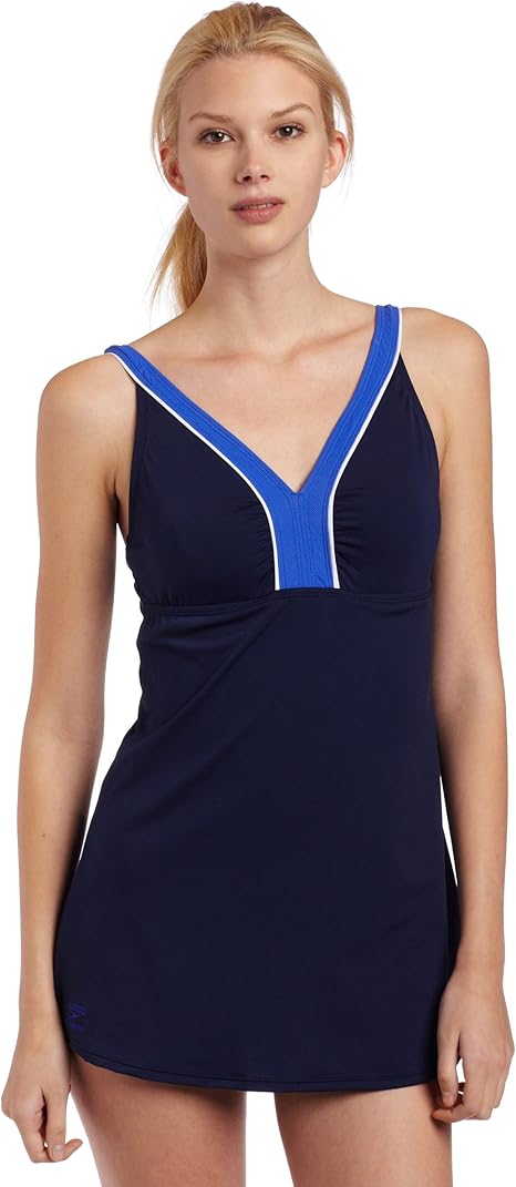 Amazon.com : Speedo Womens Endurance Aquatic V-Neck Swim Dress ...