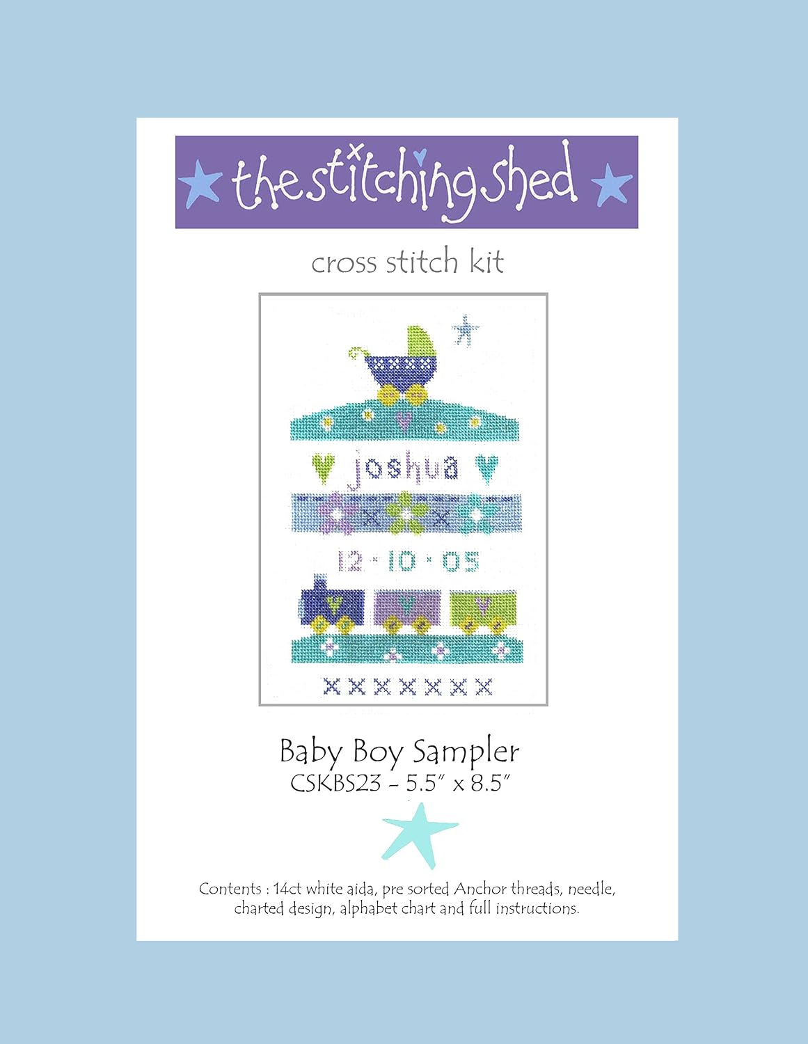 The Stitching Shed Baby Boy Sampler Cross Stitch Kit, white – BigaMart