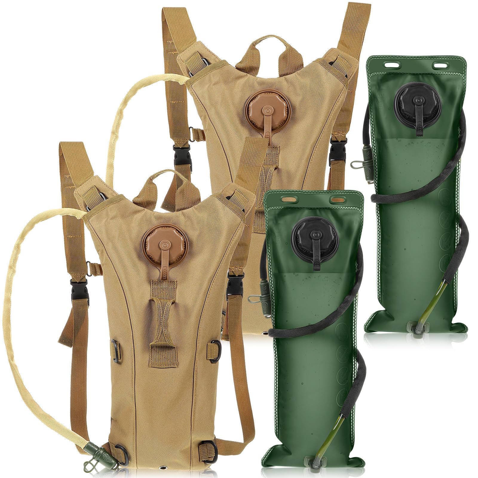 Sanwuta 2 Pcs Hydration Backpack with 3 Liter Water Bladder Tactical ...