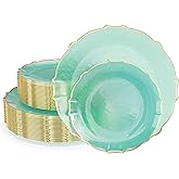 Amazon.com: Exquisite Tinted Plates 80 Piece Plastic Disposable Plates ...