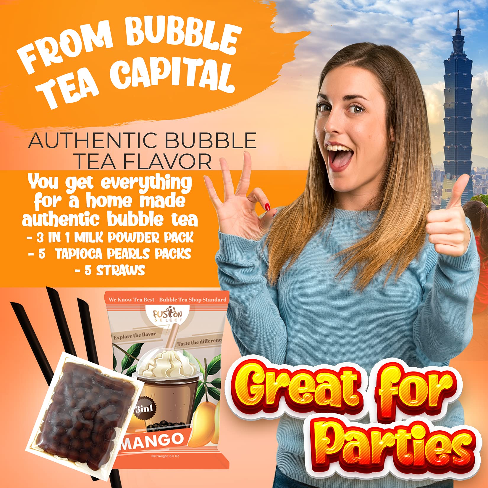 Mua Fusion Select 5 Packs Authentic Mango Bubble Tea Kit Extra Rich ...