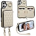 Amazon.com: Keallce Flip Leather Wallet Case for iPhone 16 Beige | 6.1'', Crossbody Zipper Purse ...