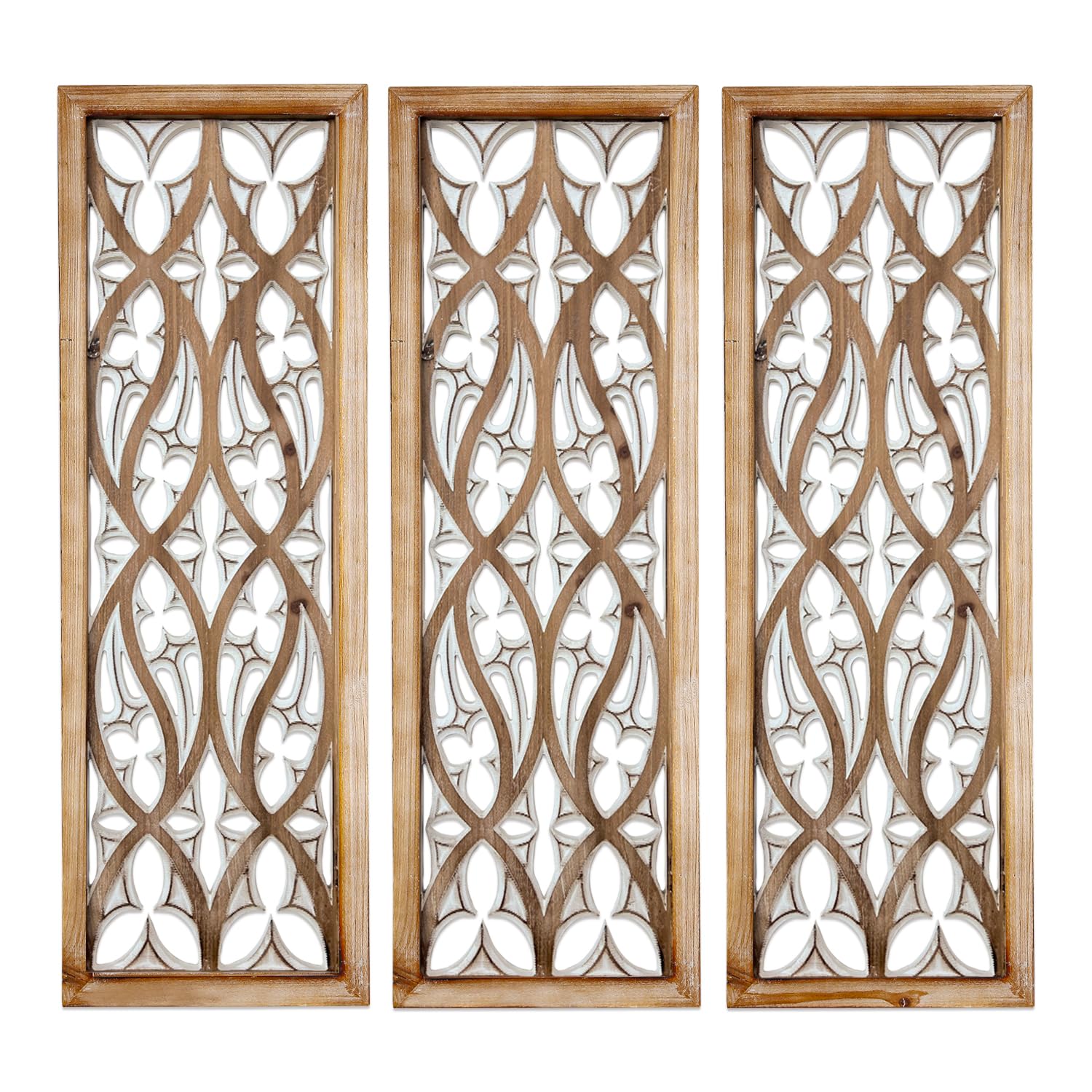 XIAOAIKA Hand Carved Boho Wood Wall Art - Decorative Large Wall Panels ...