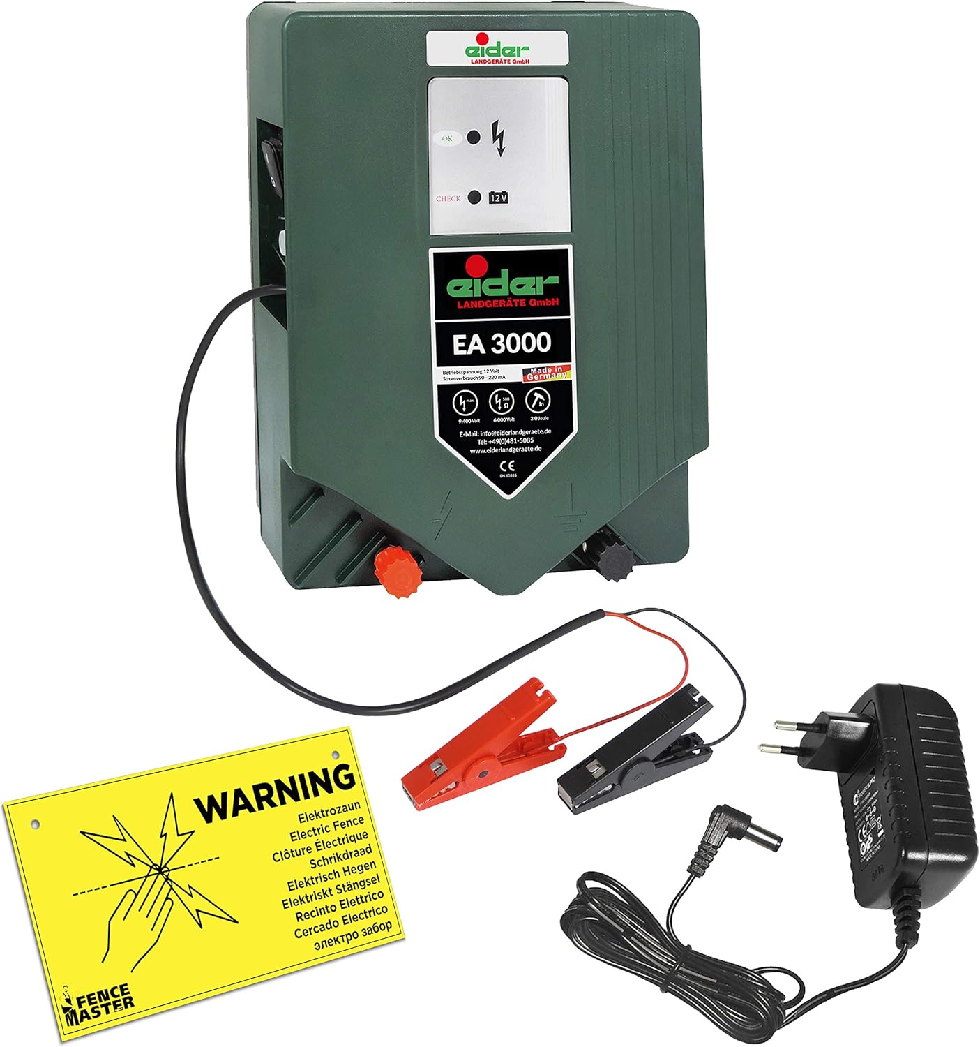 Eider Duo Hybrid Weidezaungerät EA 3000-12 Volt mit 230V-Adapter - Made ...