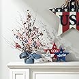 Amazon.com: Glitzhome 20”H Patriotic Berry Table Tree with Burlap Base ...