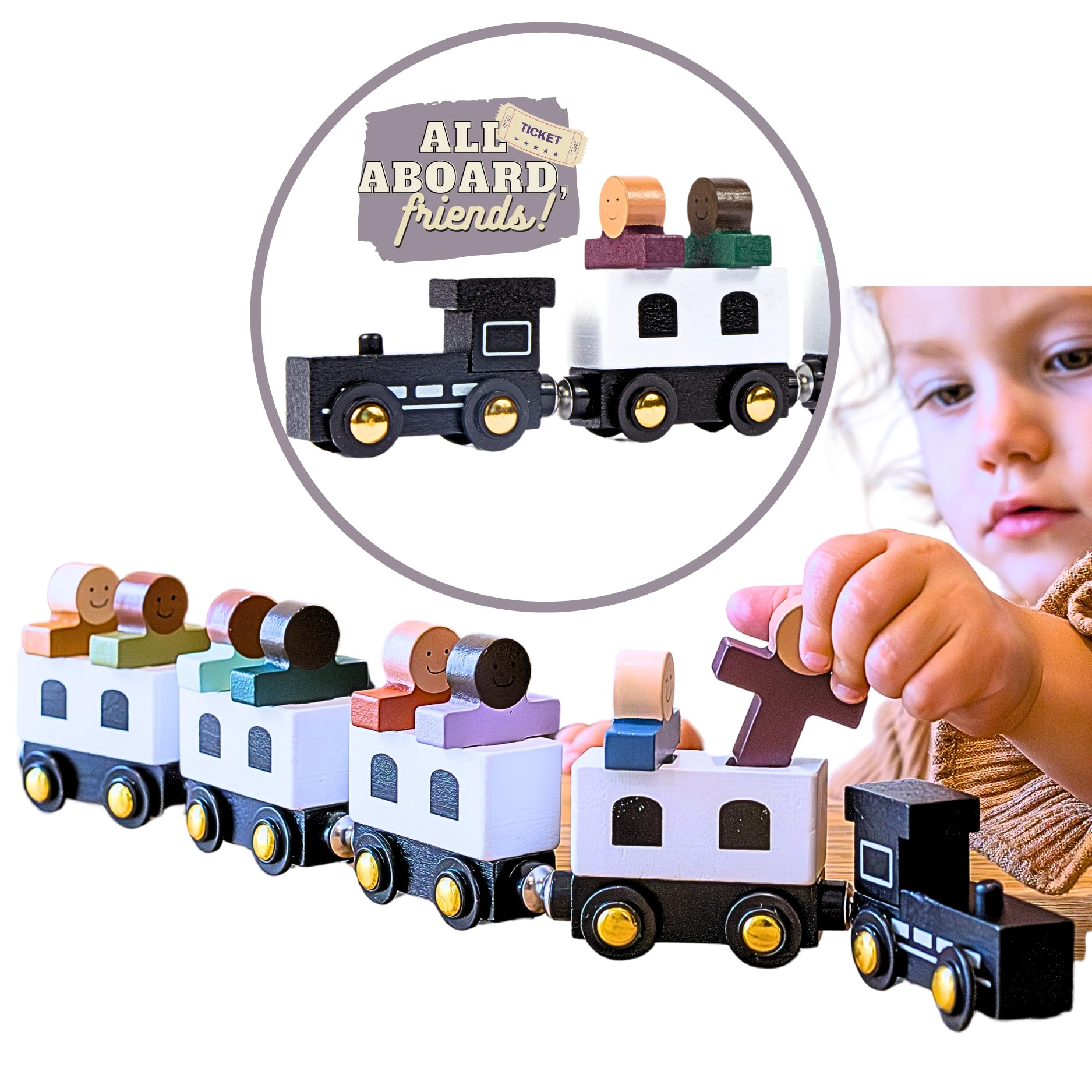 Mua Magnetic Wooden Train Cars | Toys for Toddlers | Train Set ...