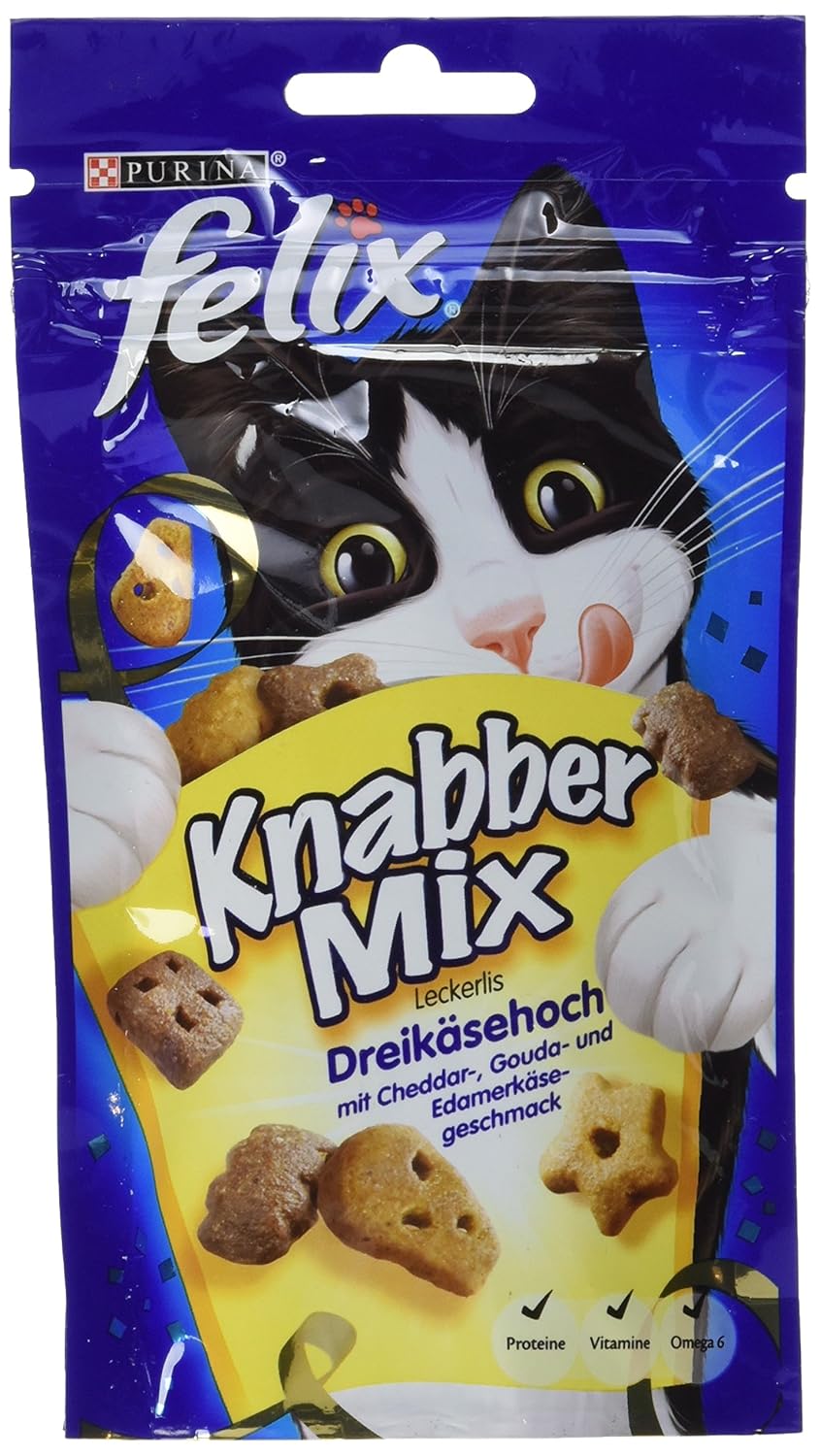 Felix Knabber Mix KatzenSnack Dreikäsehoch, 60g: Amazon.de ...