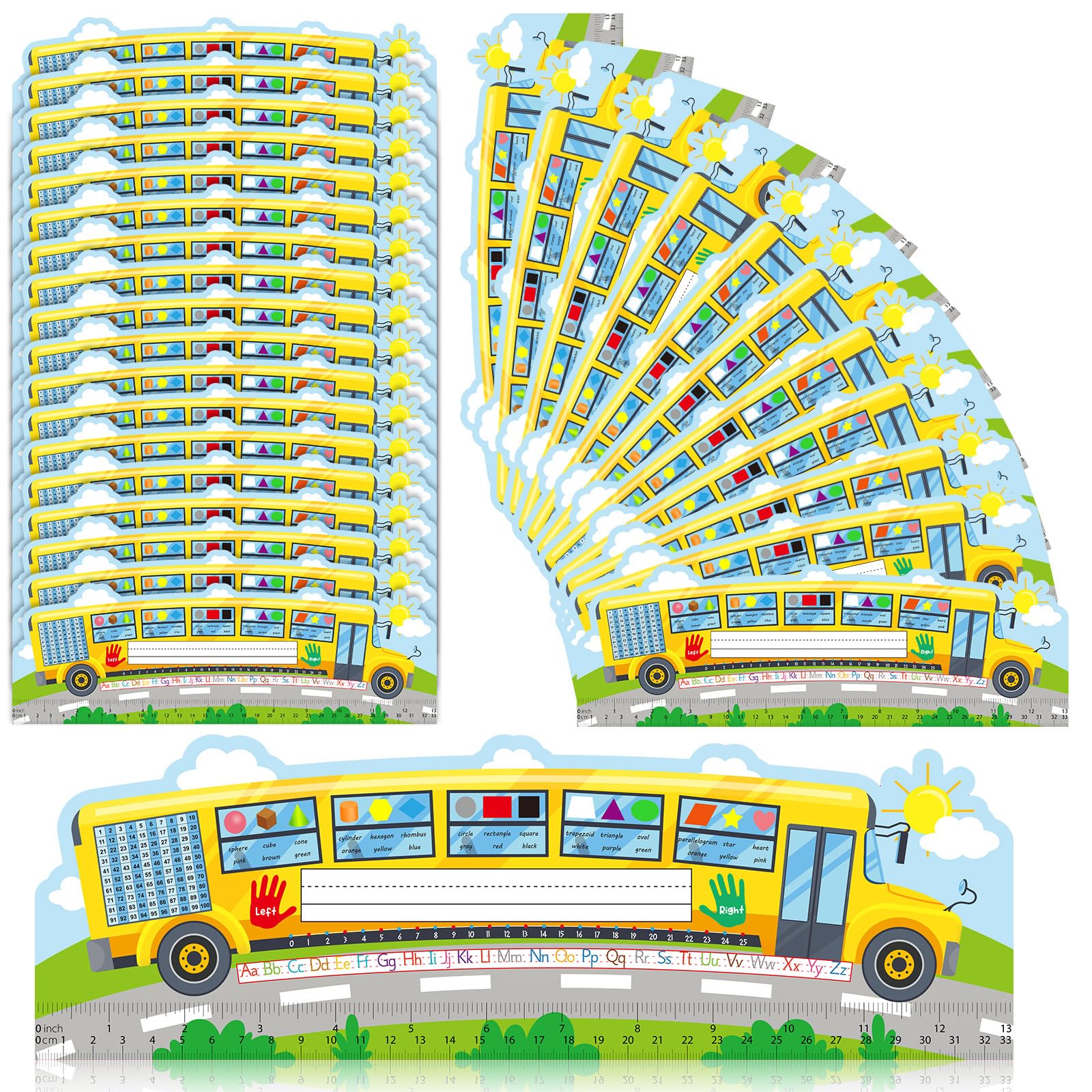 Henoyso 108 Pcs School Bus Name Tags Plate for Classroom with Alphabet ...