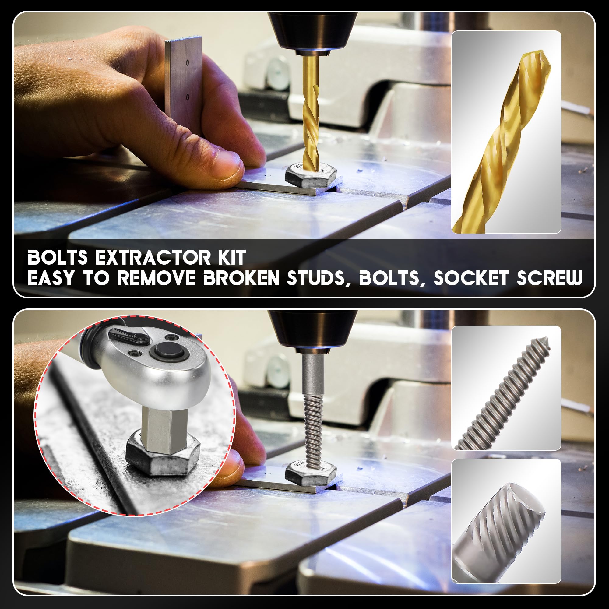 UYECOVE 32Pcs Screw Extractor Set, Left Hand Drill Bit Set 6542/4341 ...