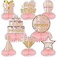 Amazon.com: Turypaty Pink Rose Gold Birthday Honeycomb Centerpieces Decorations for Women Girls ...
