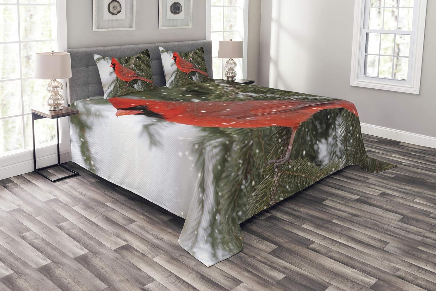 Amazon.com: Lunarable Cardinal Bedspread, Northern Cardinal Bird ...