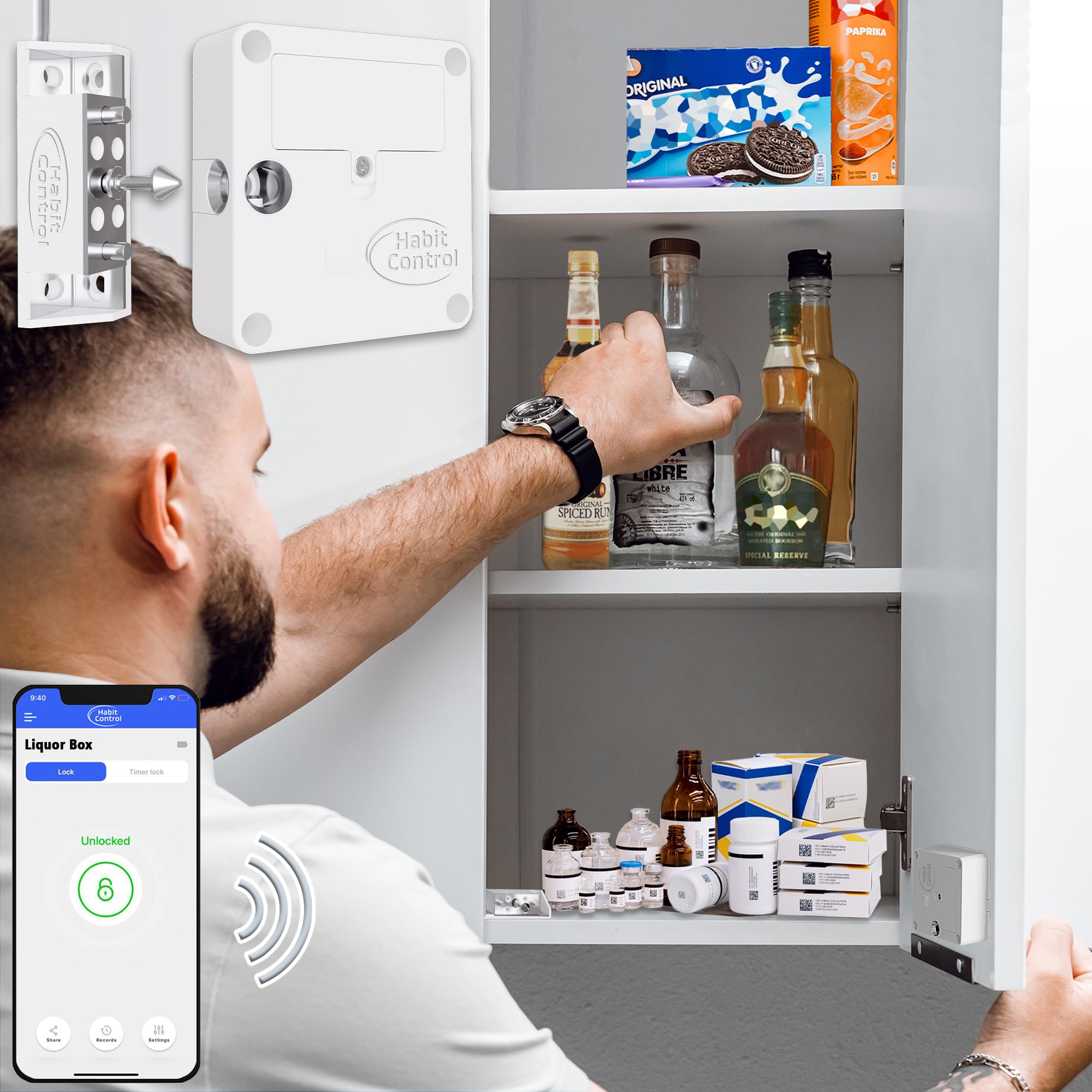 Mua Habit Control Time Lock with App - Bluetooth Liquor Cabinet Lock ...