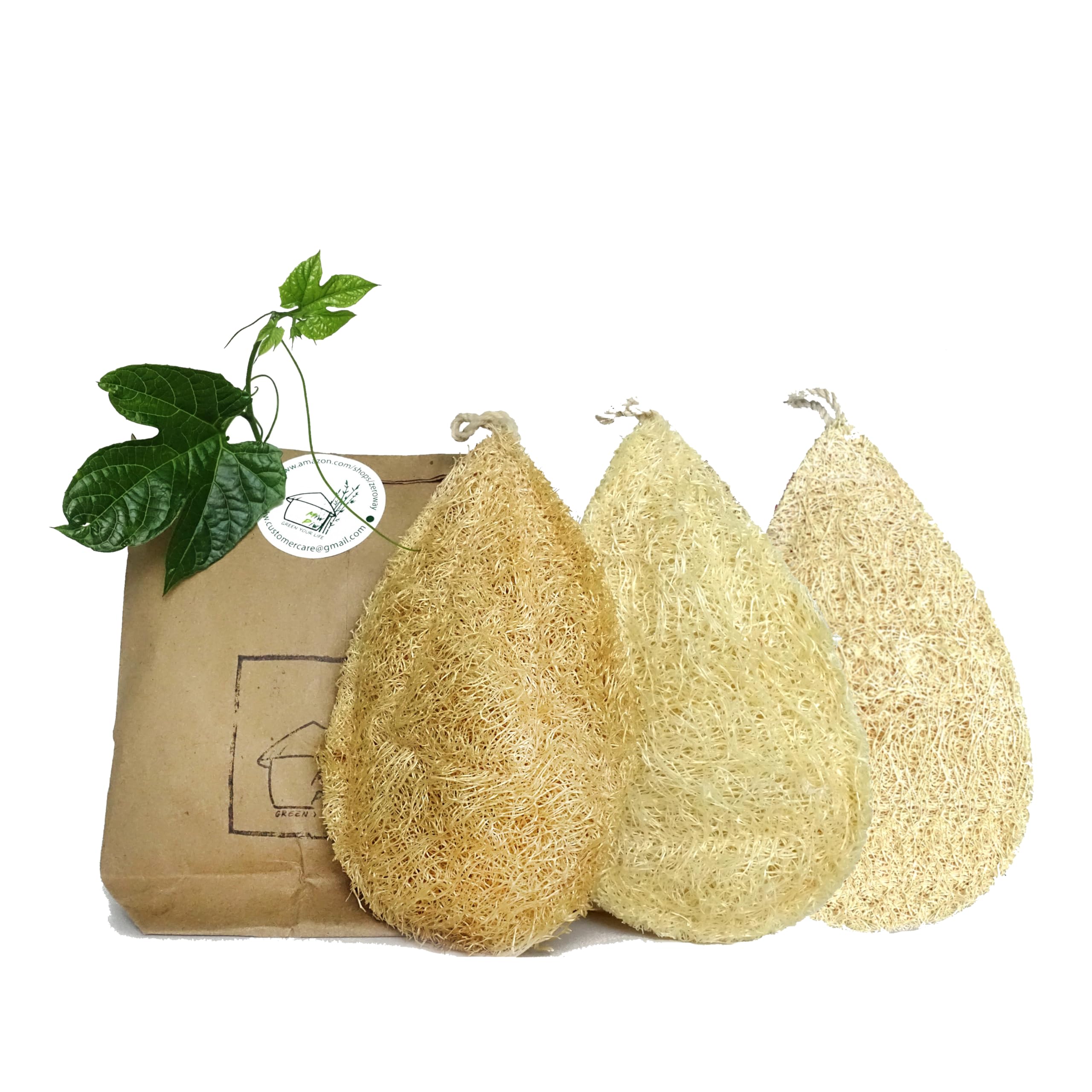 Miw Piw Natural Loofah Dish Sponge Pack 3 Vegetable Scrubber for ...