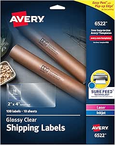 Amazon.com: Avery Glossy Crystal Clear Address Labels for Laser ...
