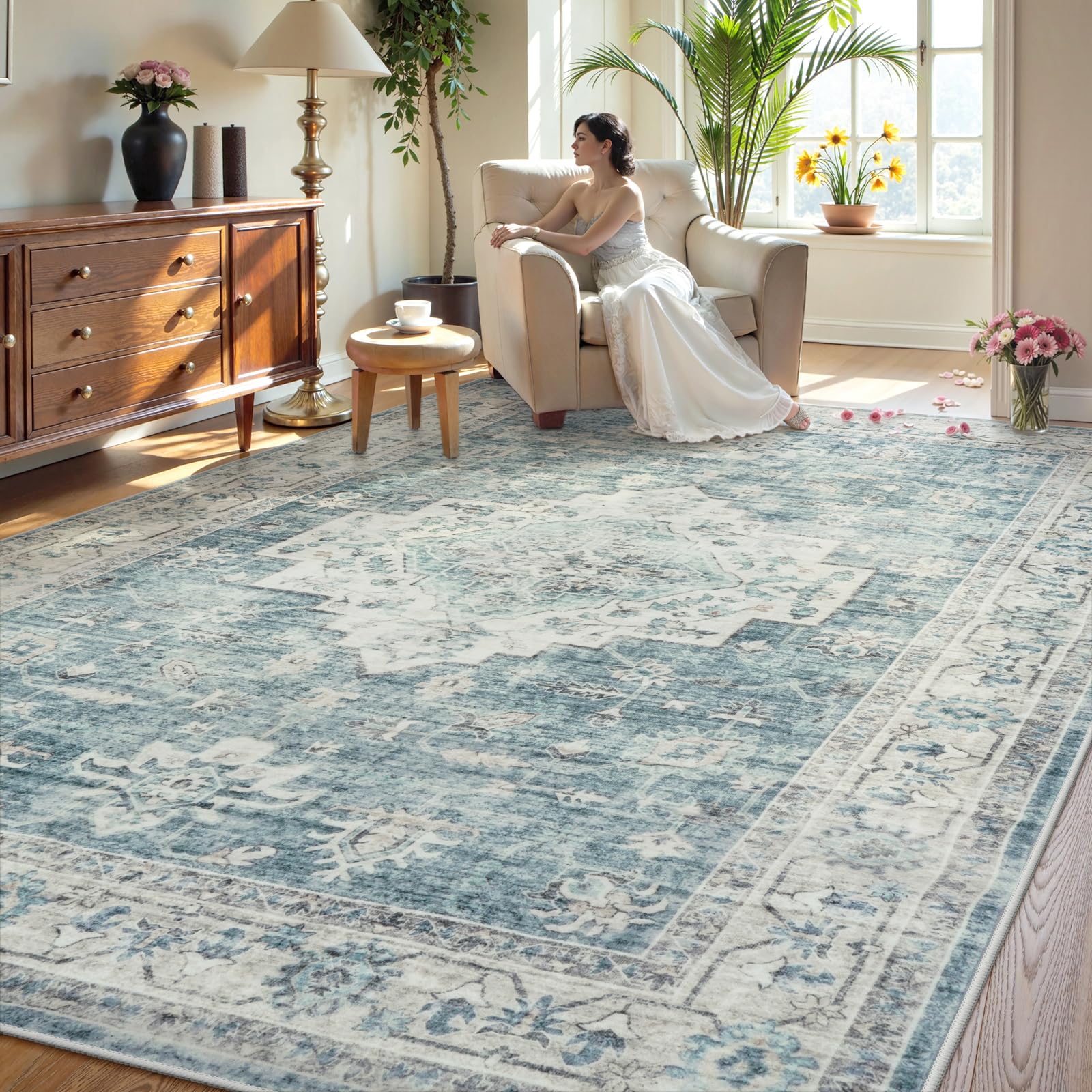 LIVEBOX Washable Area Rug 6x9 Rugs for Living Room Dining Room Under ...