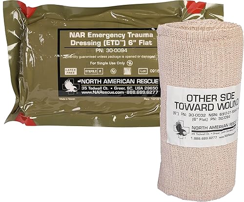 North American Rescue Flat Emergency Trauma Dressing ETD (6 Inch) NAR ...