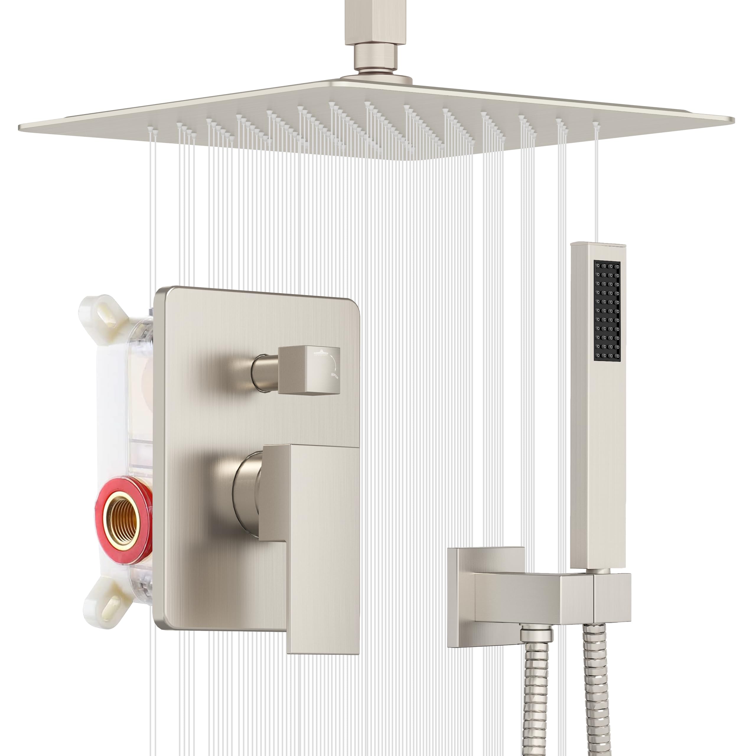 ESNBIA Ceiling Shower System, All Metal Shower Faucet set with Pressure ...