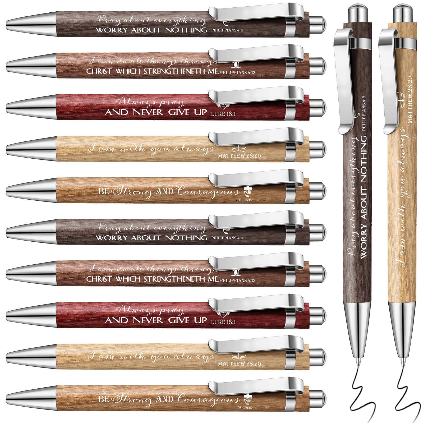 Fumete 10 Pack Bible Verse Bamboo Retractable Ballpoint Christian Pens ...
