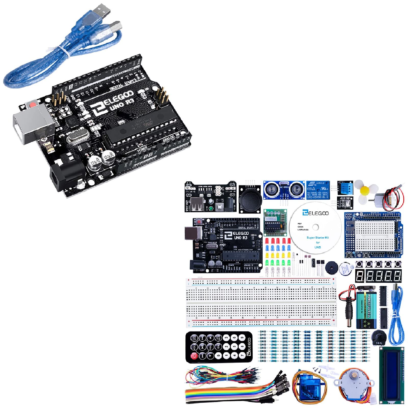ELEGOO UNO Project Super Starter Kit & ELEGOO UNO R3 Board ATmega328P ...