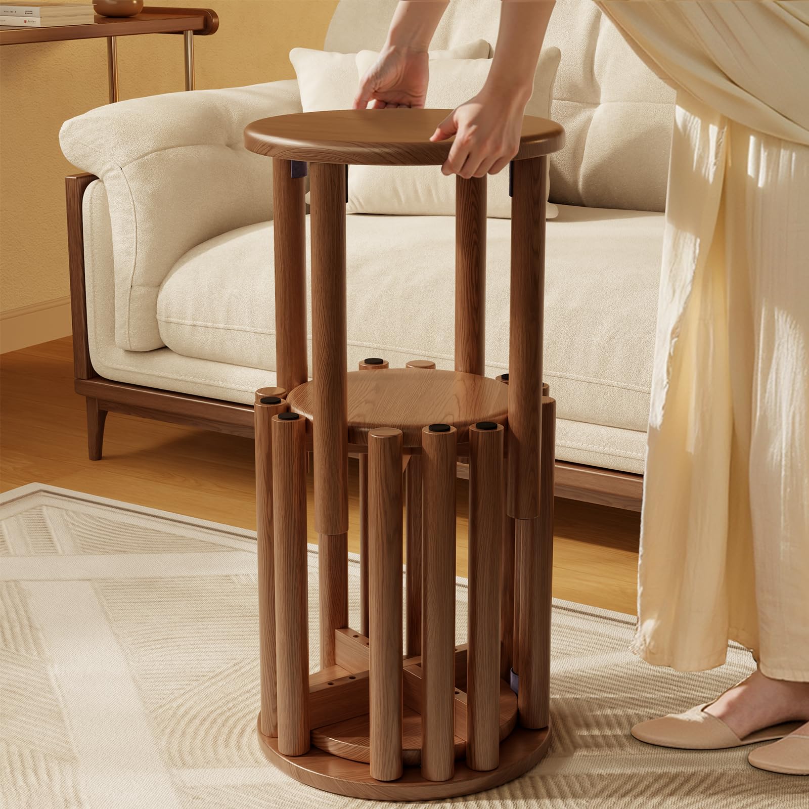 Stackable Stools Set of 4, Wooden Stools 18 Inch Stool Nesting Side ...