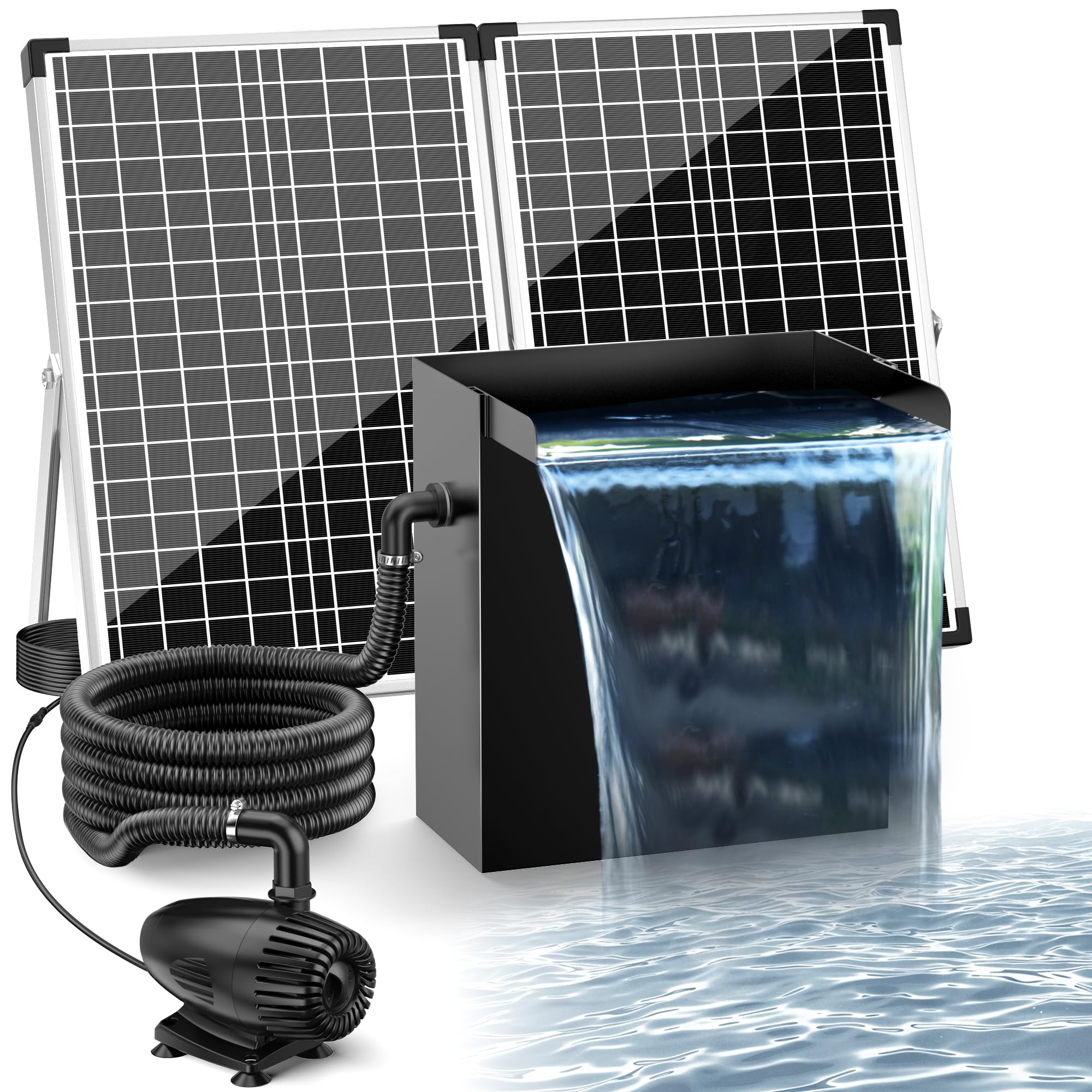 POPOSOAP 70W Solar Pond Waterfall Spillway Kit, 304 Stainless Steel ...