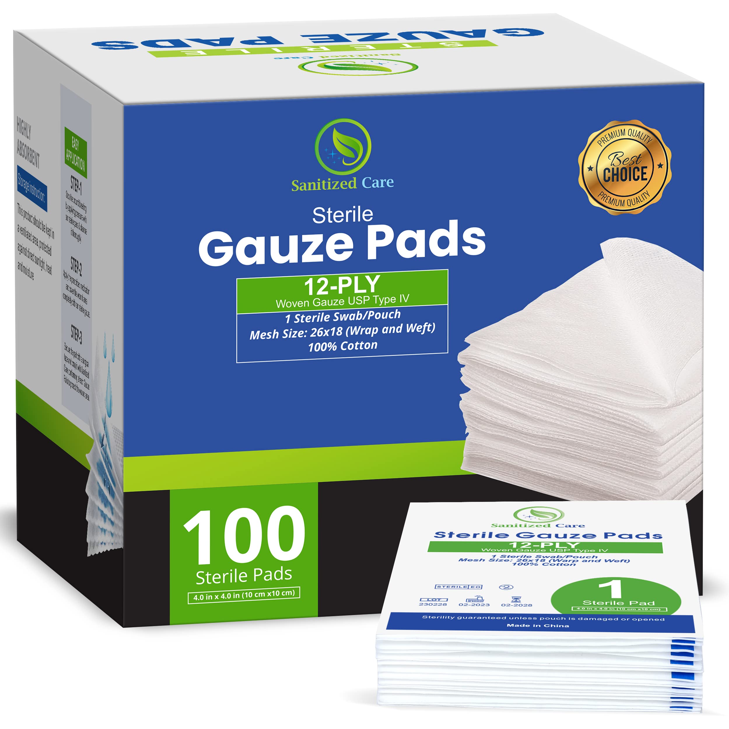 Mua Premium 100pc Large Gauze Pads 4x4 sterile for Wounds Bulk - 12-Ply ...