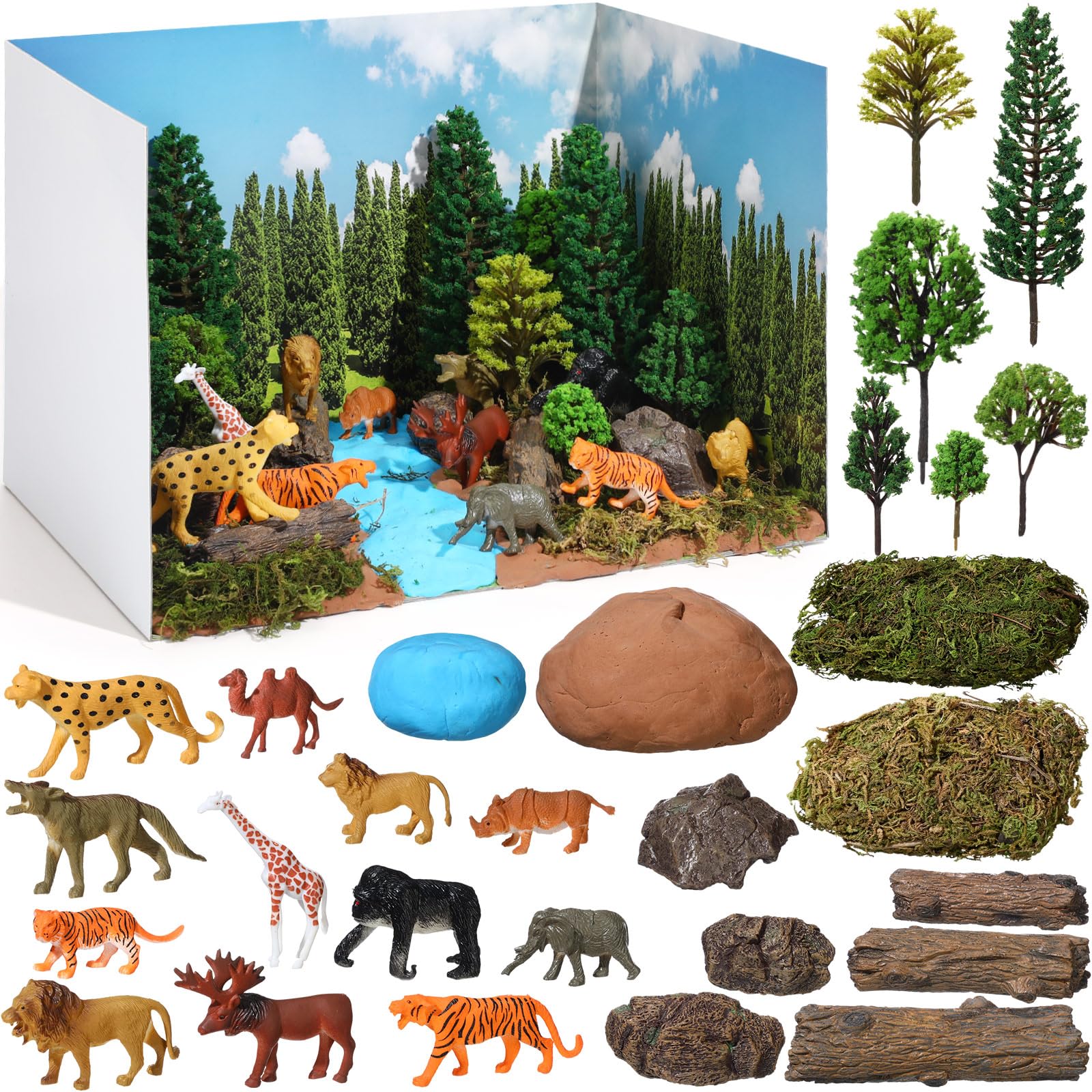Simgoing 55 Pieces Rainforest Diorama Kit Rainforest Diorama Supplies ...