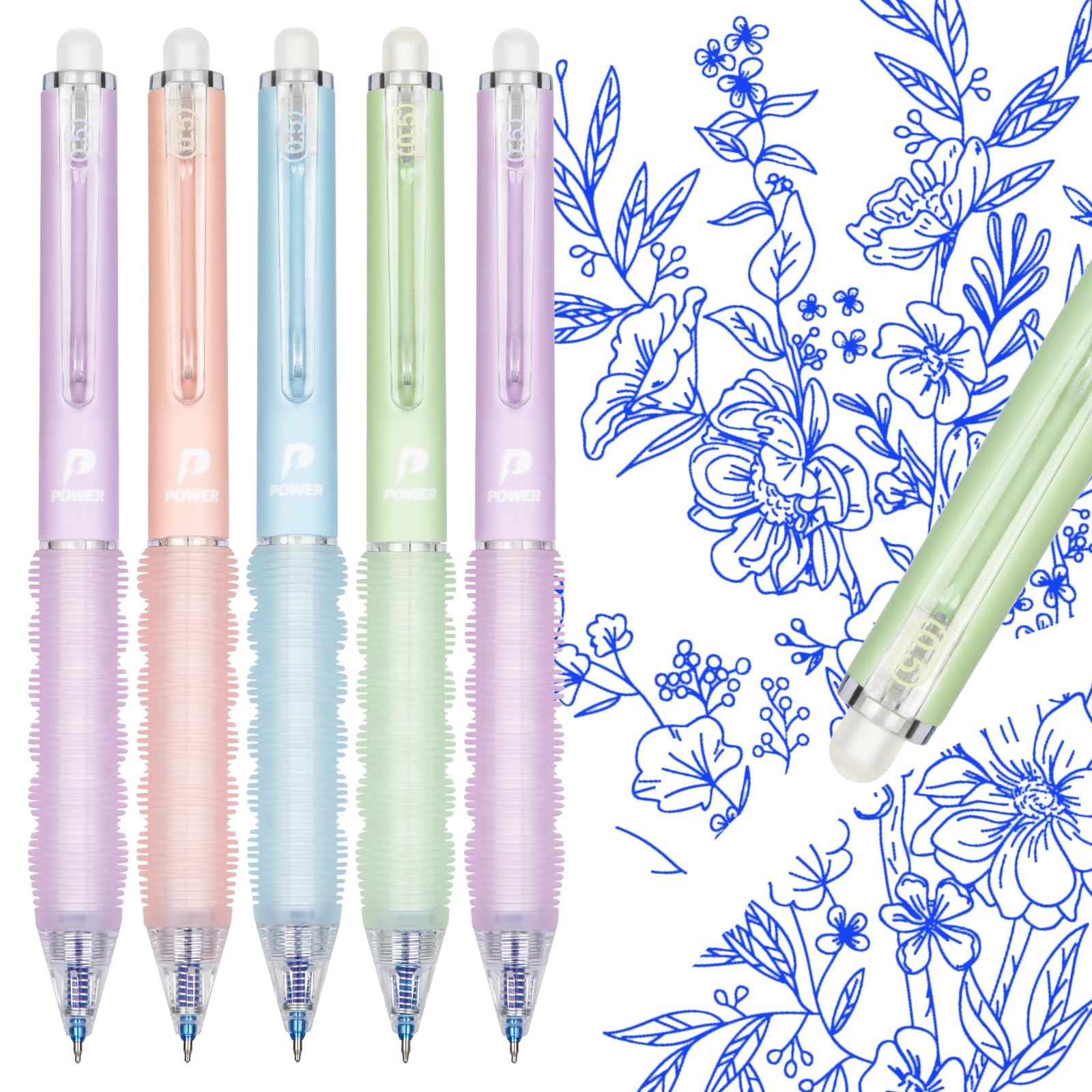 KERIFI Blue Erasable Pens, Heat Eraser Pen Rub Out Pens with Soft Grip ...