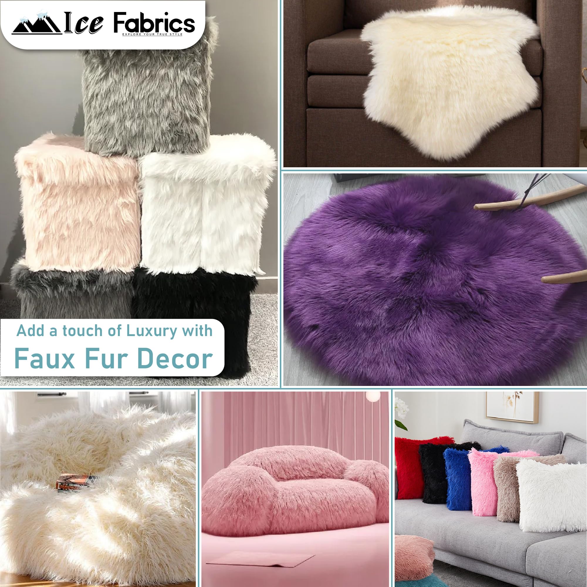 Ice Fabrics Faux Fur Fabric By The Yard - 60 Inches Wide Super Soft And ...