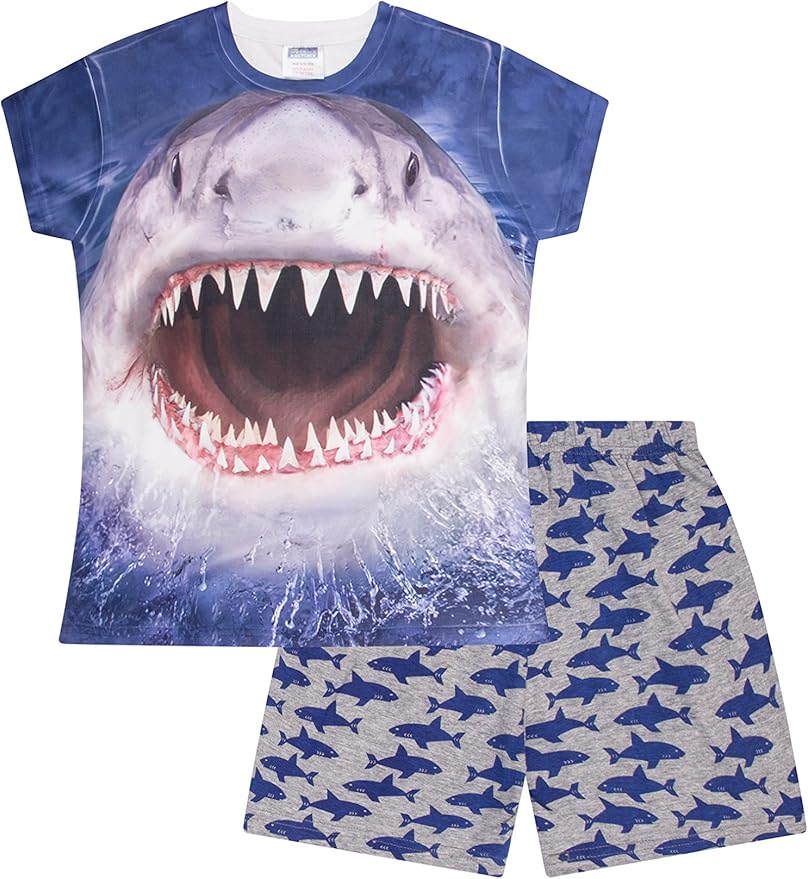 The Pyjama Factory Shark 3D Short Boys Girls Unisex Pyjamas Pj 7 to 12 ...