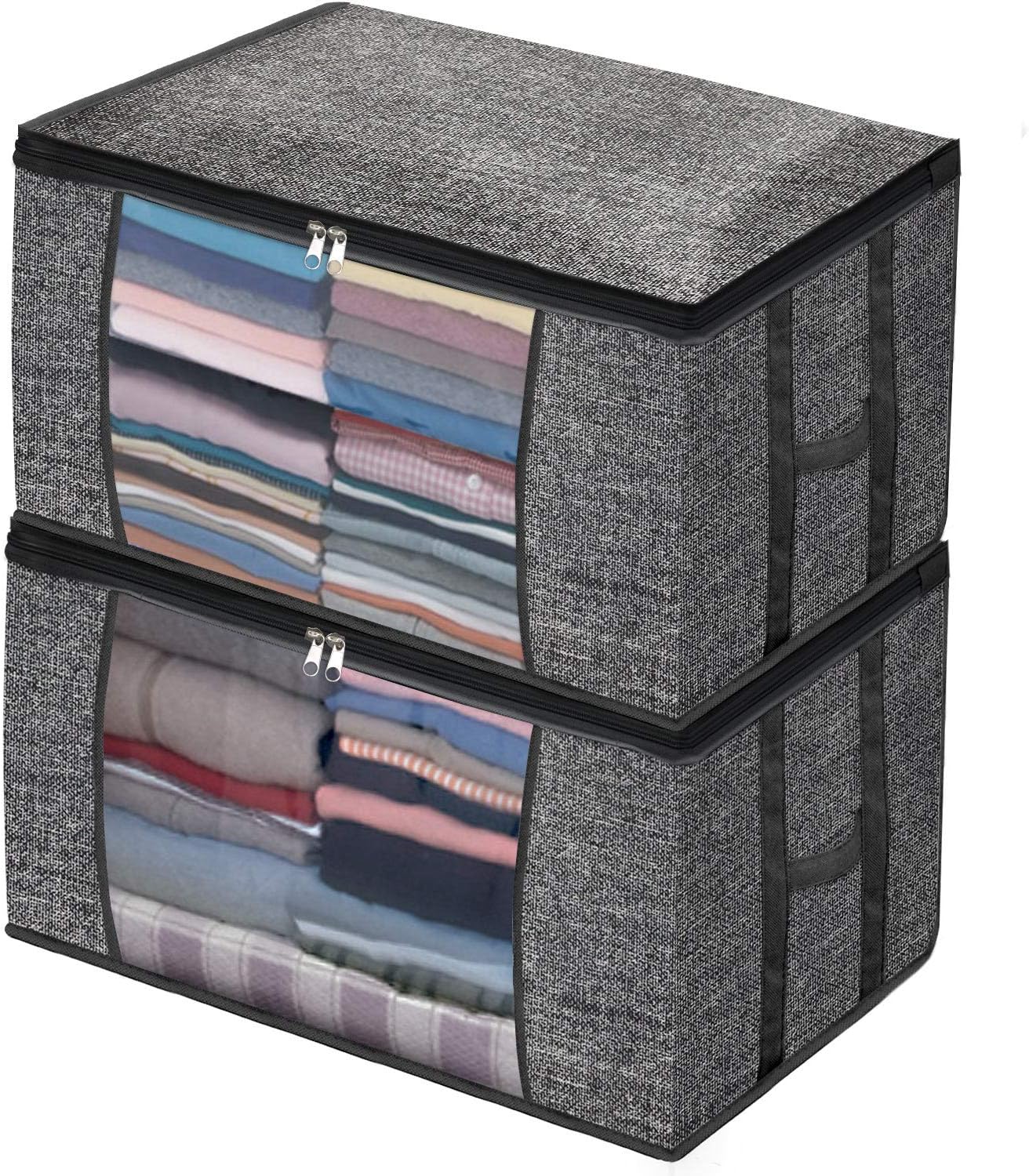 homyfort Pack of 2 Duvet Storage Bags with Zips- Reinforced Handles ...