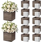 Amazon.com: Suzile 12 Set 5 Inch Wooden Planter Box Square Wood Flower ...