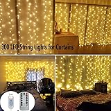 LED Curtain Lights 9.8 x 9.8-Feet 306 LED Twinkle Lights with 8 Modes ...
