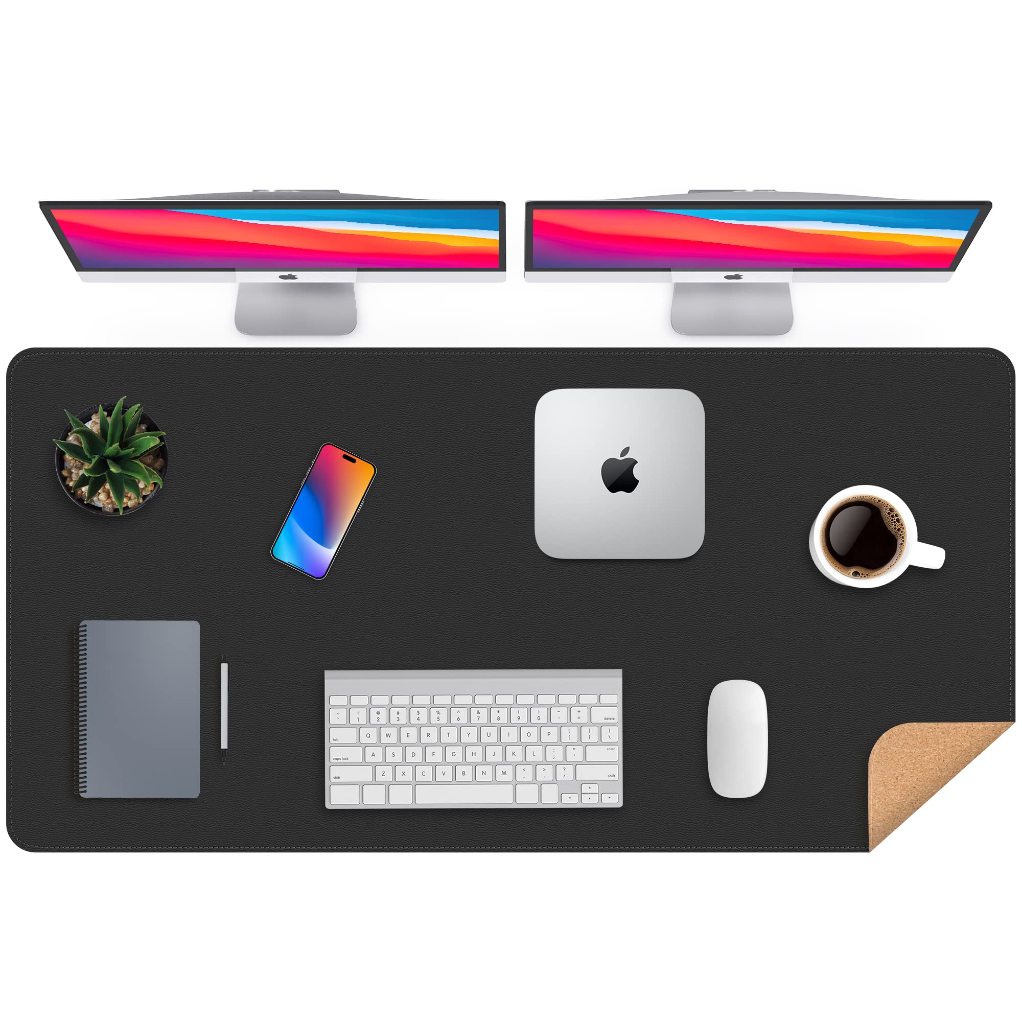 Large Desk Mat 47" x 23.7",Leather Desk mat,Double-Sided Desk Pad,Desk ...