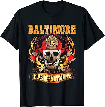 Amazon.com: Baltimore MD Firefighter Shirt - Firemen Gift Fire Truck ...