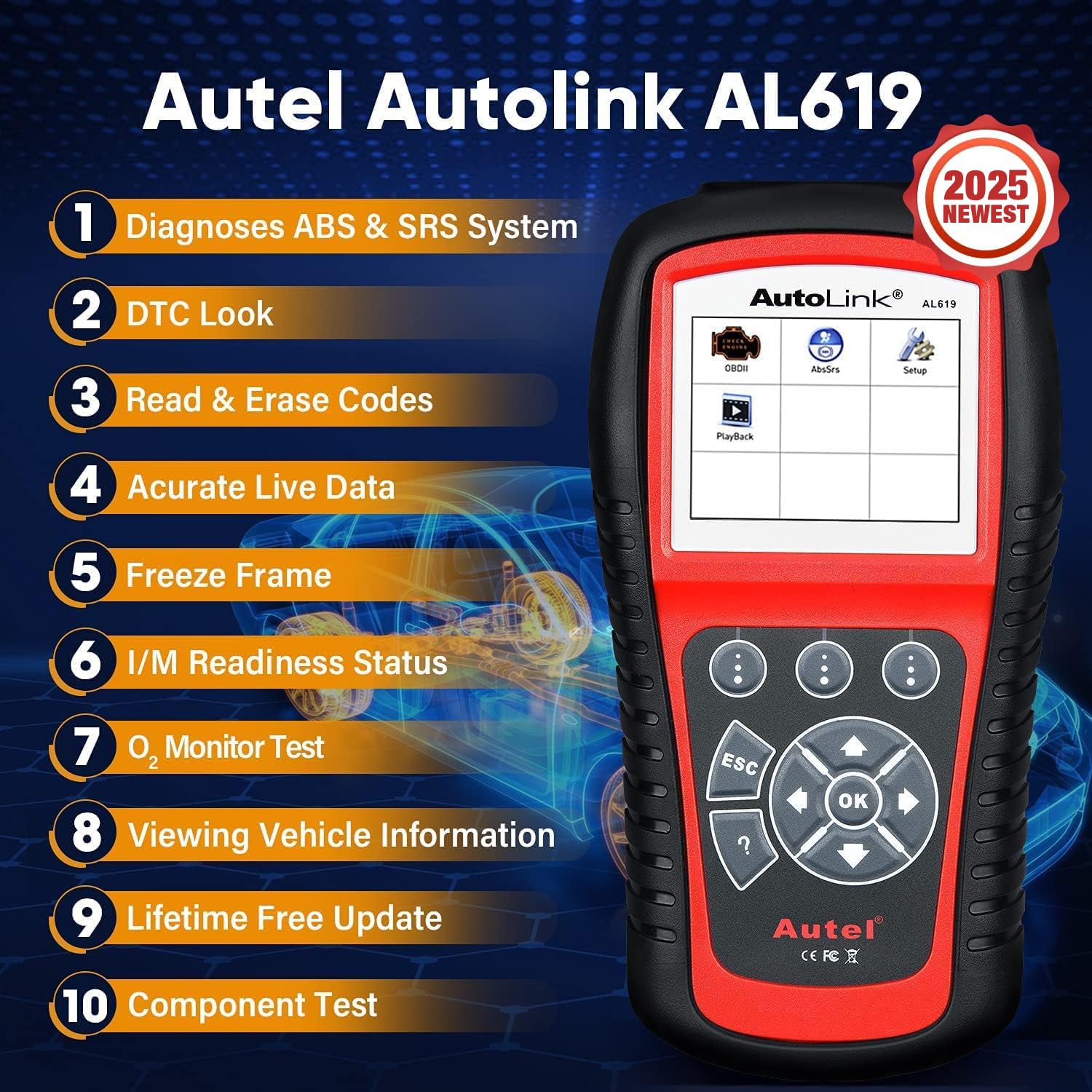 Mua Autel AutoLink AL619 Scanner, 2025 ABS SRS Airbag Warning Light ...