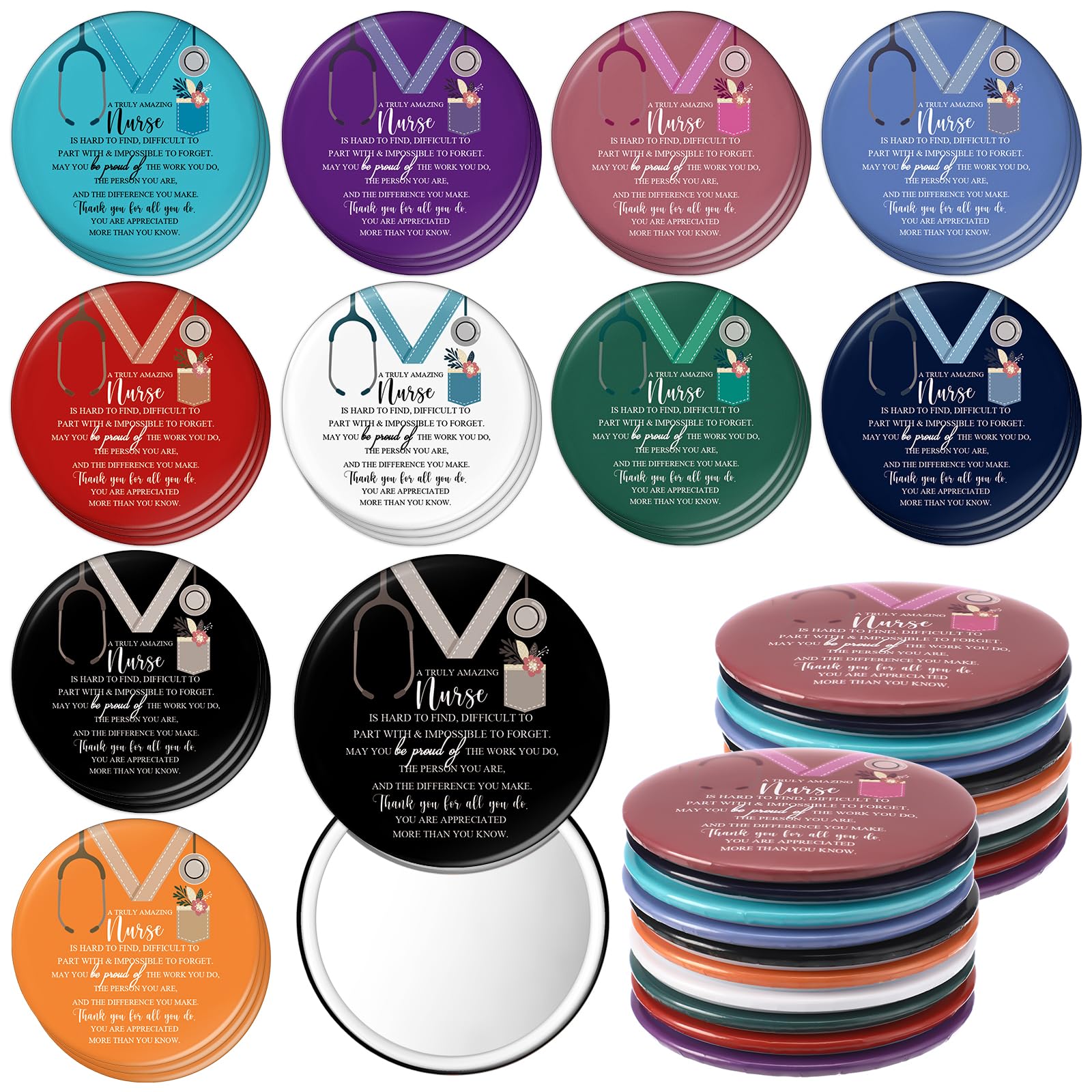 Geetery 30 Pcs Nurses Week Gifts Bulk 2025 Mini Compact Mirrors Nurse ...