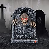 Amazon.com: Animated Halloween Tombstone Decoration, Lighted Gravestone ...