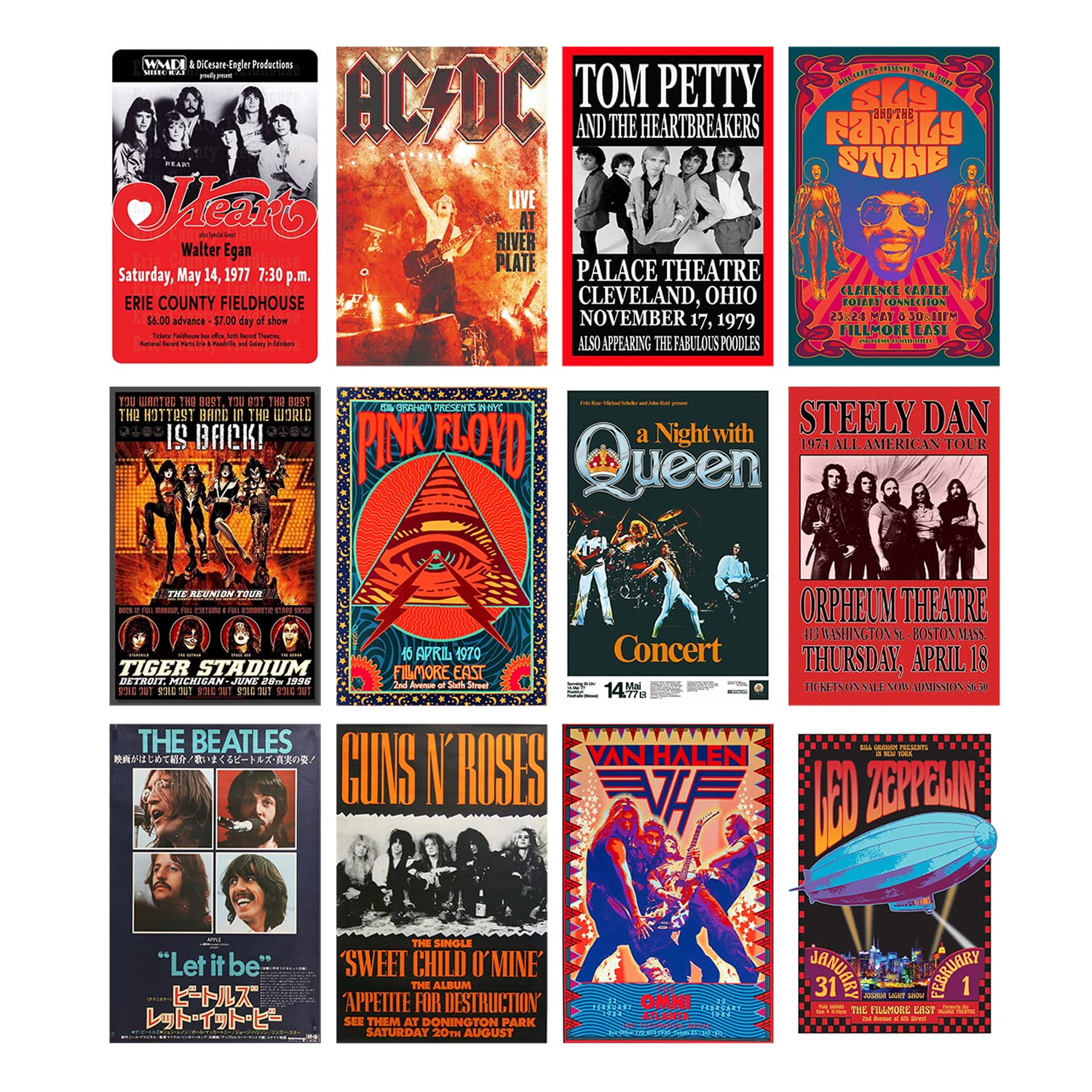 Woonkit Vintage Rock Band Posters for Room Aesthetic, 70s 80s 90s Retro ...