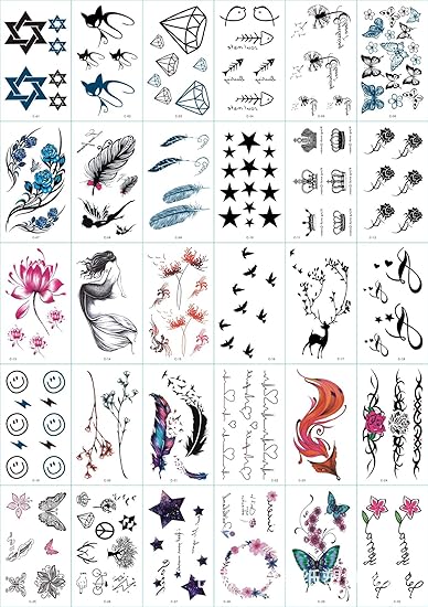 Amazon.com : Temporary Tattoo Stickers Non permanent Removable ...
