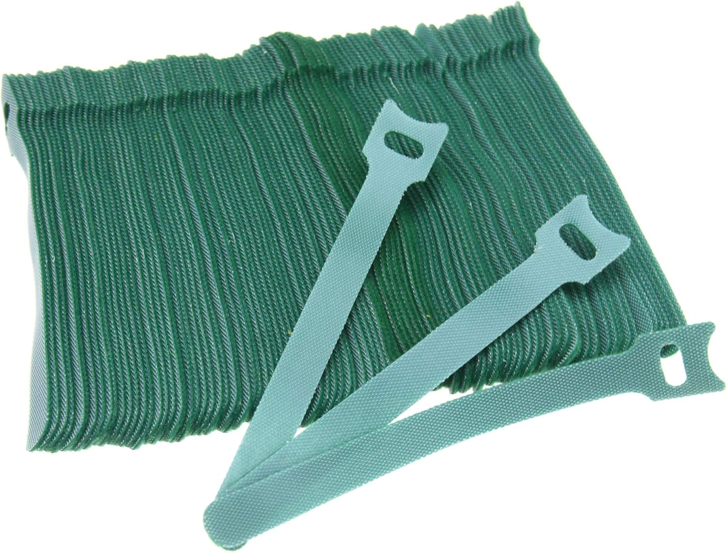 100x Green Reusable Cable Ties Hook & Loop Adjustable Cable Tidy Strap ...