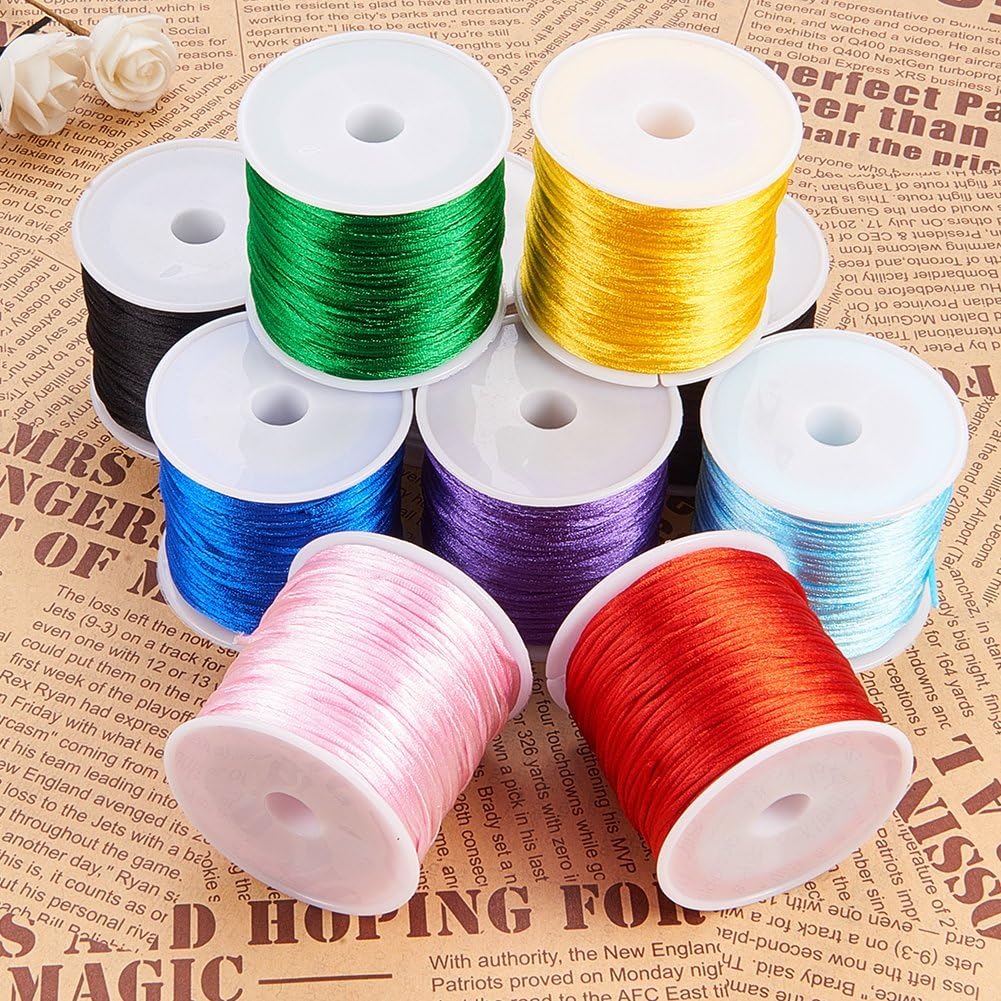 PandaHall Elite 10 Rolls 30m/roll 1mm Rattail Satin Nylon Trim Cord ...