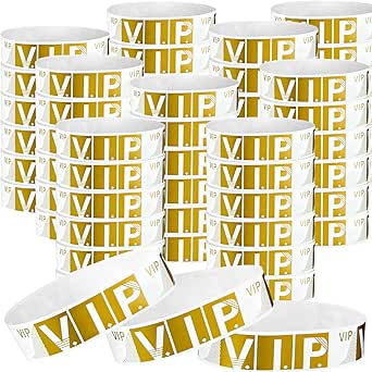 VIP Wristbands for Events VIP Bracelets Paper Gold Waterproof Armbands ...