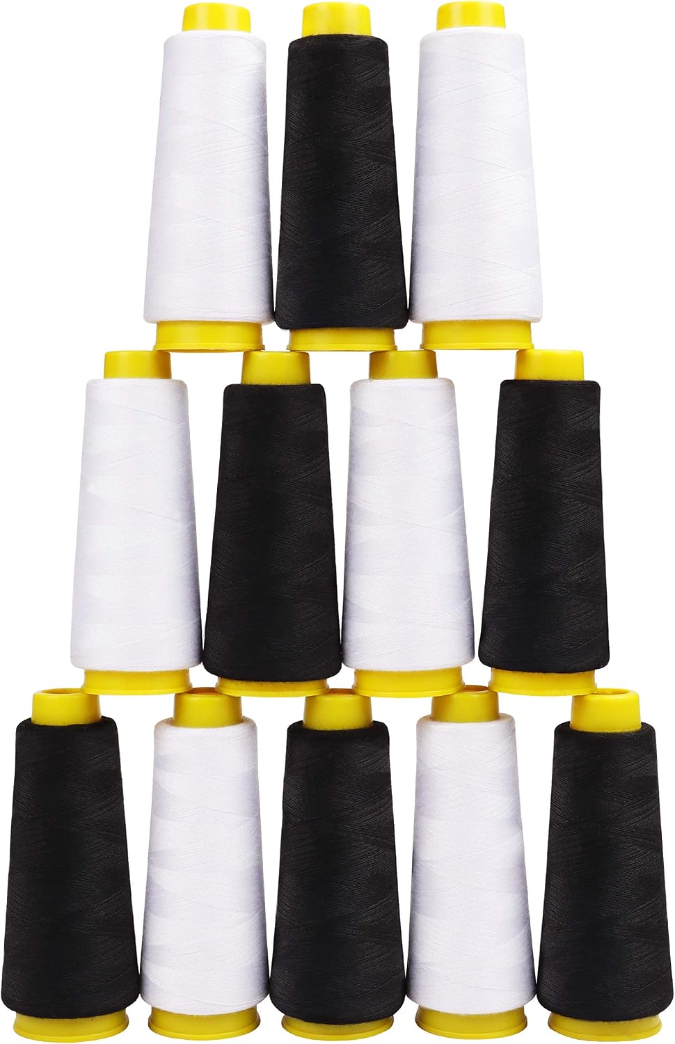 Kurtzy Black and White Polyester Sewing Machine Thread Spools Set (12 ...