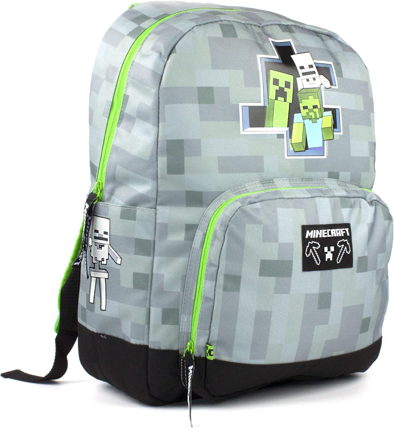 Minecraft Backpack For Boys Zombie Skeleton Kids Grey School Bag 18 ...